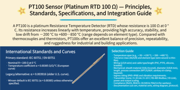 PT100 Sensor (Platinum RTD 100 Ω) — Principles, Standards ...